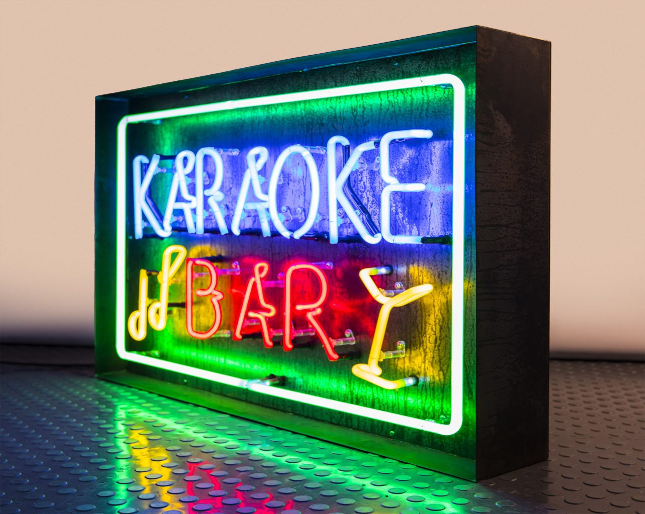 Neon Karaoke Bar Hire - Kemp London - Bespoke neon signs and prop hire.